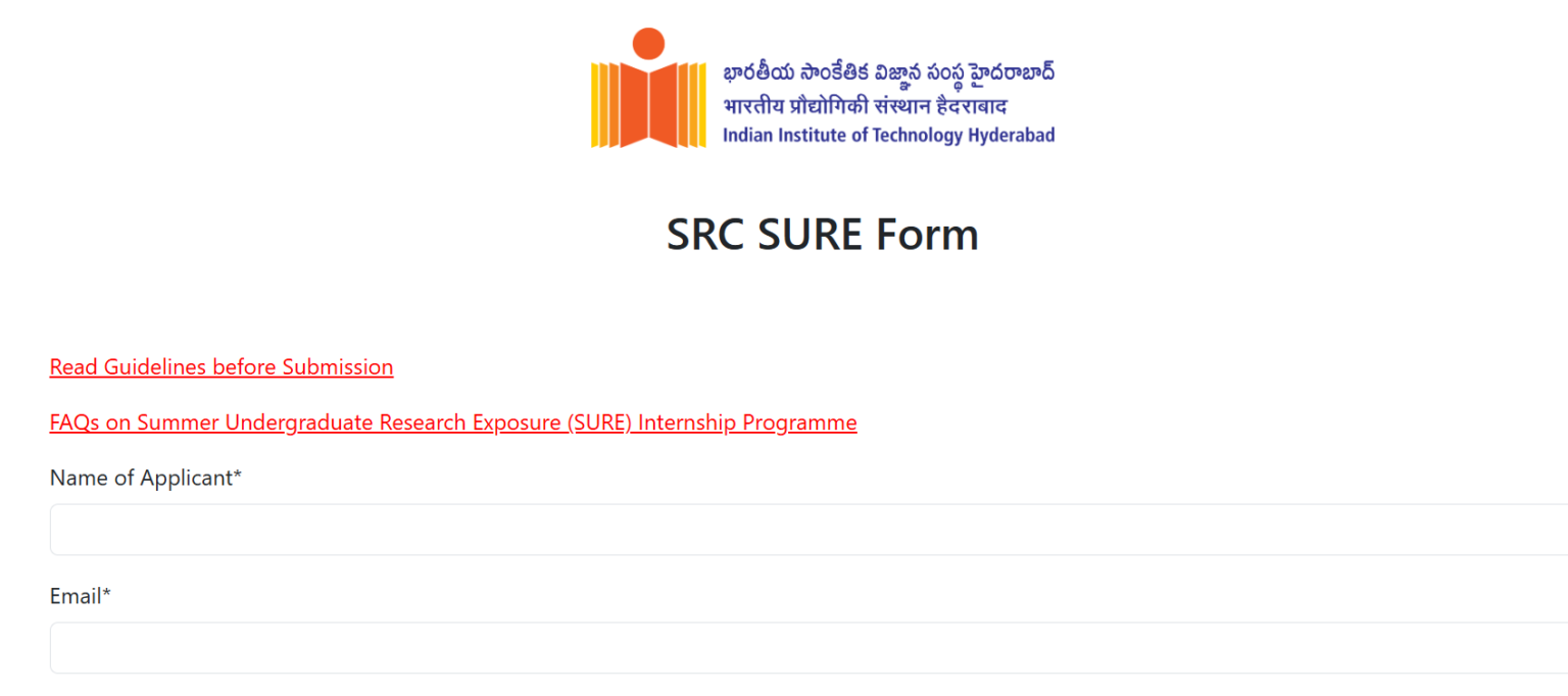IIT Hyderabad SURE Internship 2025: Apply for Summer Undergraduate Research Exposure Program ...
