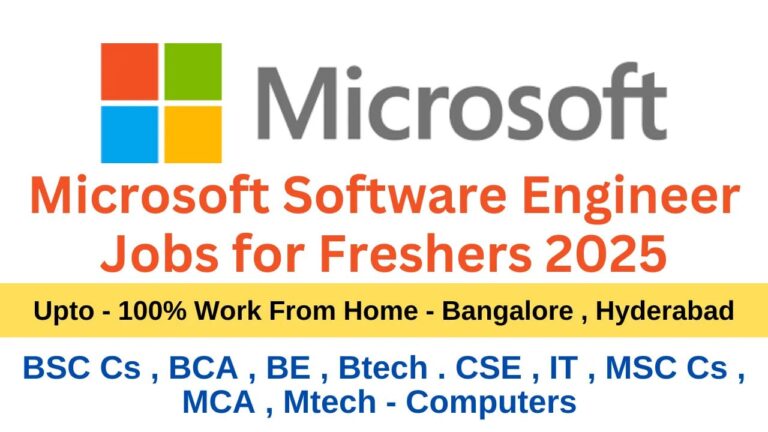 Microsoft Software Engineer Jobs for Freshers 2025 : Work From Home ...