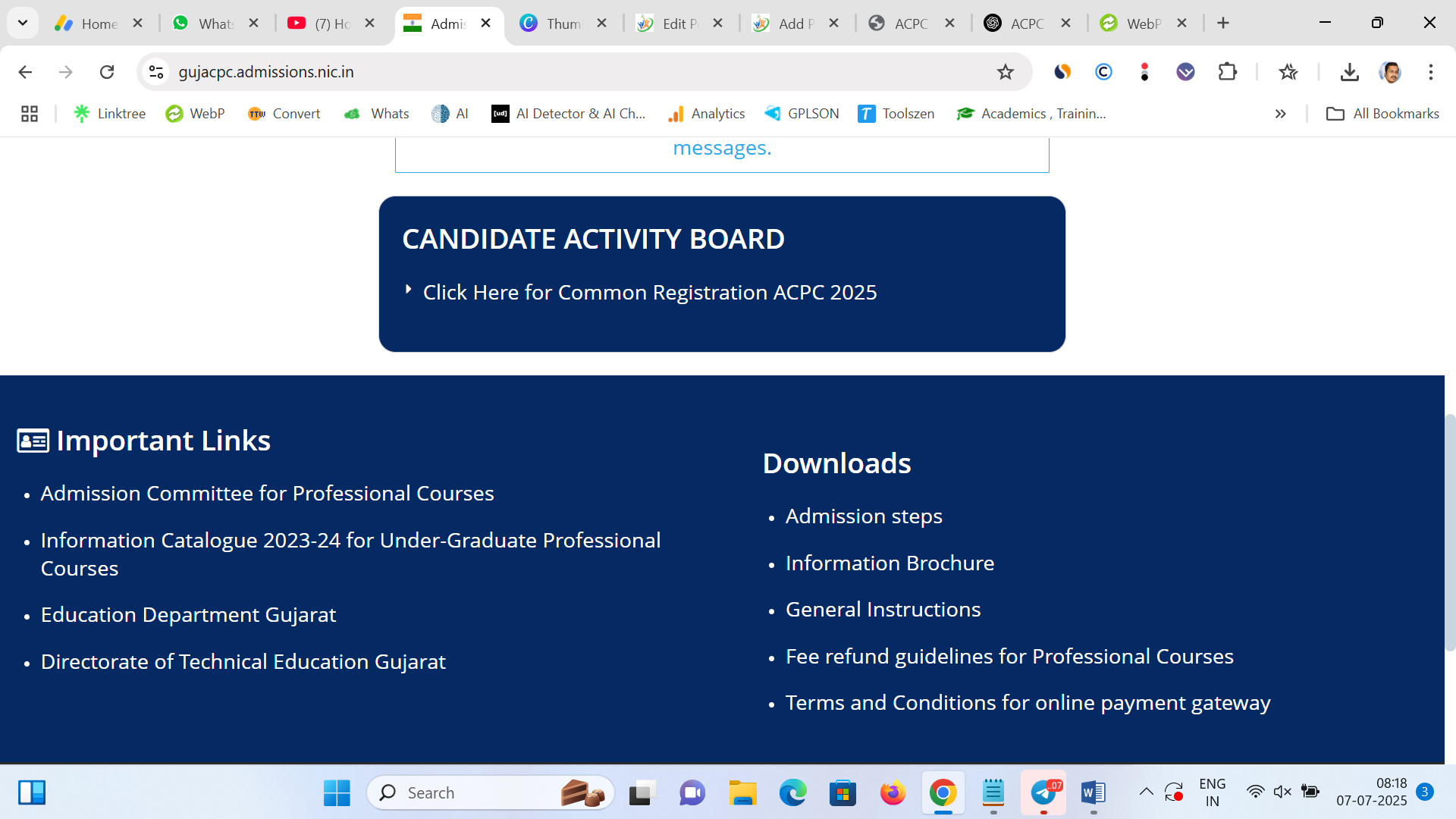 ACPC Latest Update 2025 - Registration, Courses, Merit list - Your ...