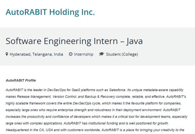 AutoRABIT Software Engineering Internship 2026 – Hyderabad Hiring Drive ...